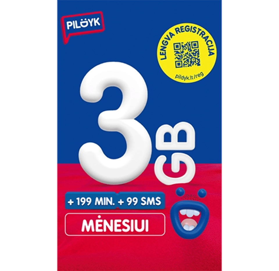 pildyk Pildyk 3 GB + 199 MIN + 99 SMS pakuotė